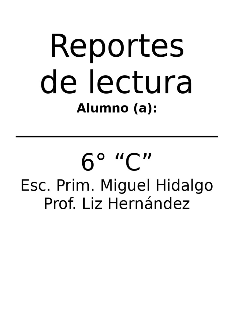 Cuadernillo de Reportes de Lectura | PDF