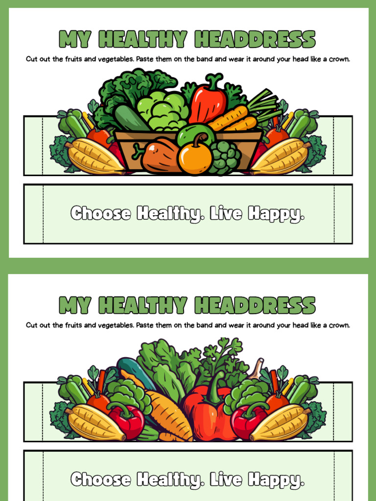 My Healthy Headdress Nutrition Month Landscape Worksheet in Green and ...
