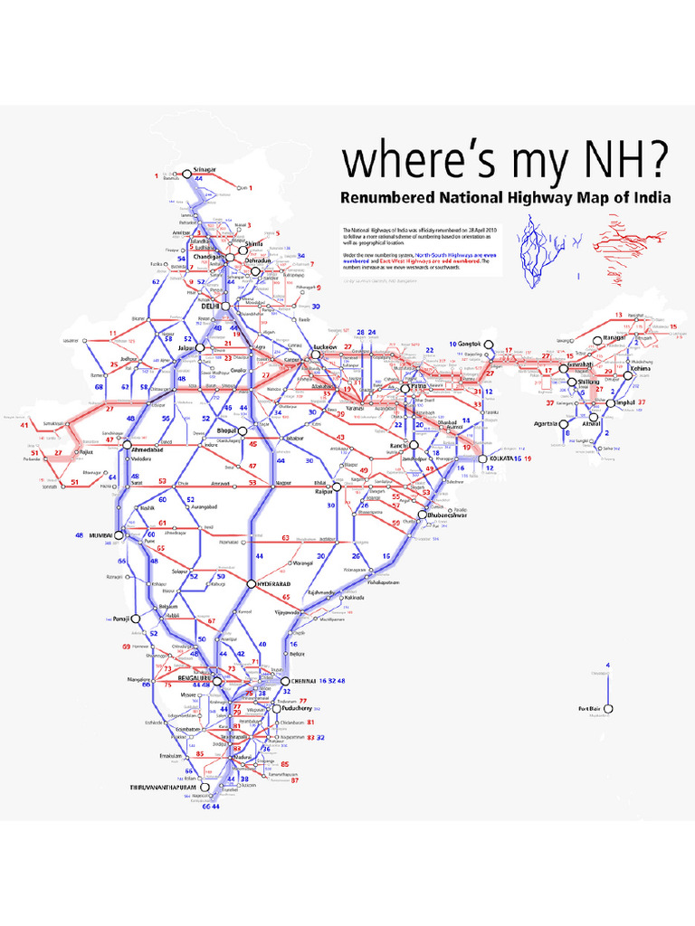 Renumbered National Highways Map of India (Schematic) | PDF