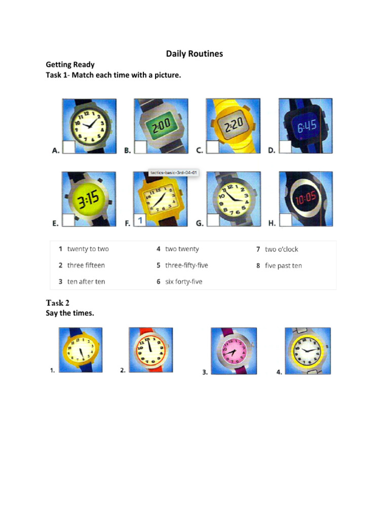 Daily Routines Listening - G1 | PDF