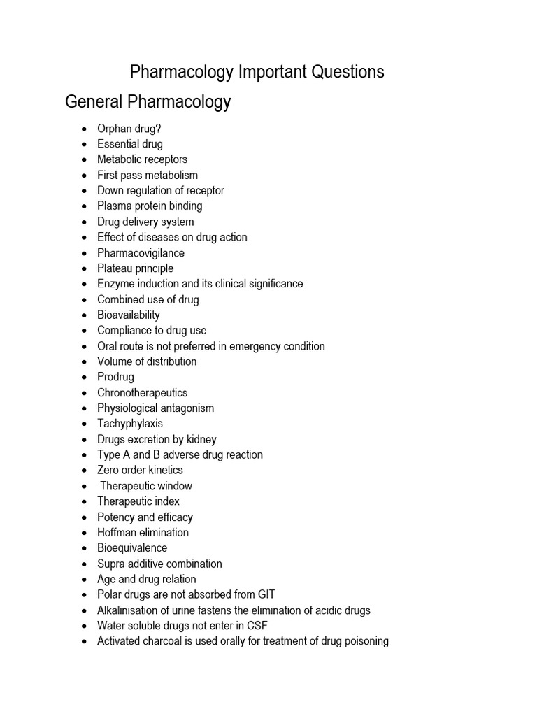 Pharmacology Important Questions | PDF | Hyperthyroidism | Heart Failure