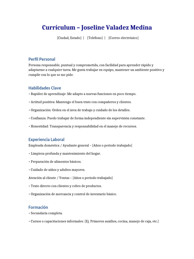 Curriculum Joseline Valadez | PDF