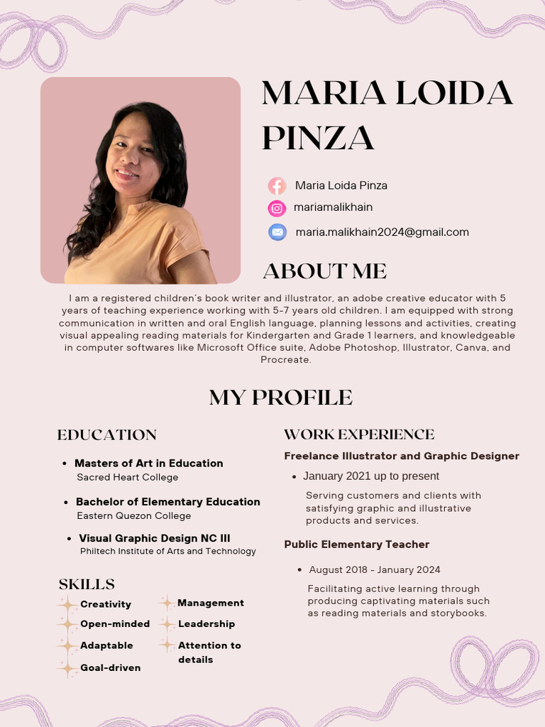 Freelance Illustrator Resume: Maria Loida Pinza | PDF