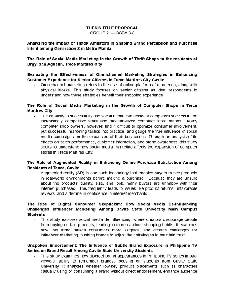 Thesis Titles 2.0 | PDF | Brand | Marketing