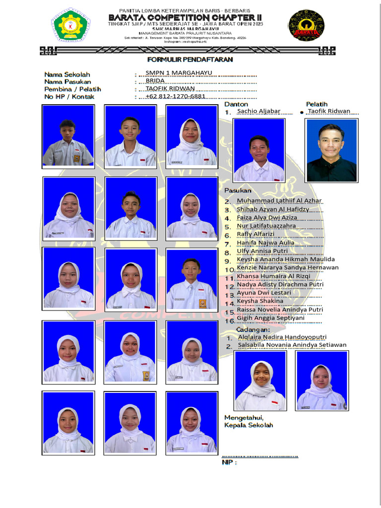 Formulir Barata Paskib Brida | PDF