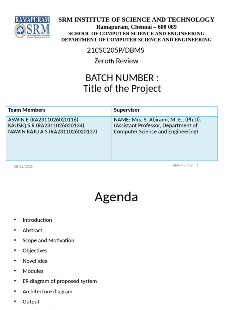 Zeroth Review PPT Template-1 | PDF | Databases | Inventory