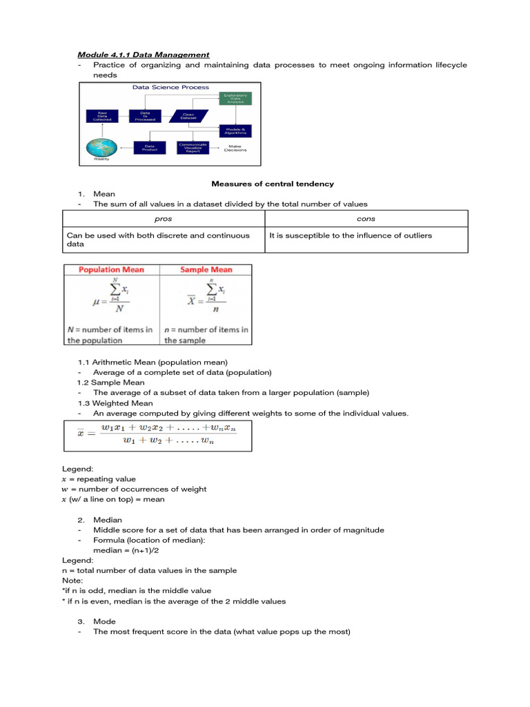 Measures of Central Tendency | PDF | Median | Statistics
