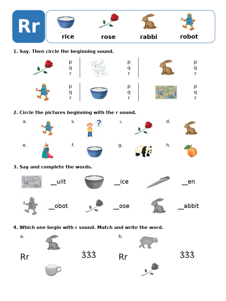 R Sound Phonics Activities for Kids | PDF