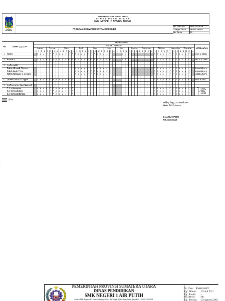 Format Program Kerja Ekskul | PDF