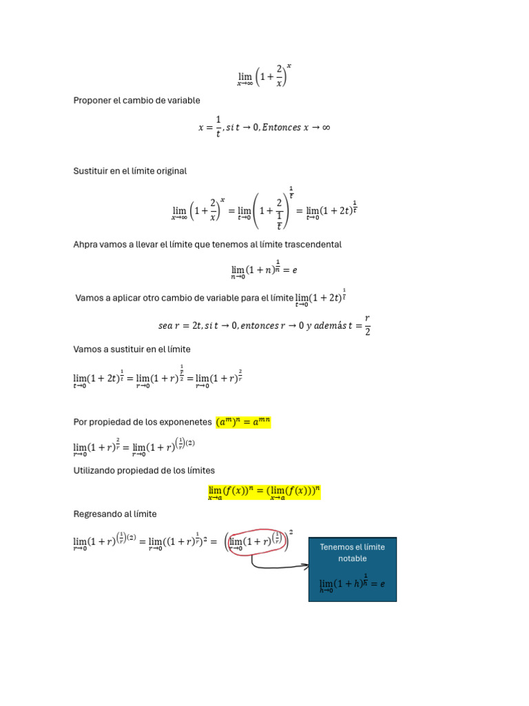 Límite exponencial al infinito | PDF | Matemáticas | Análisis matemático