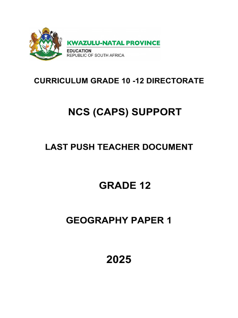 Geography Grade 12 Last Push 2025 | PDF | River | River Delta