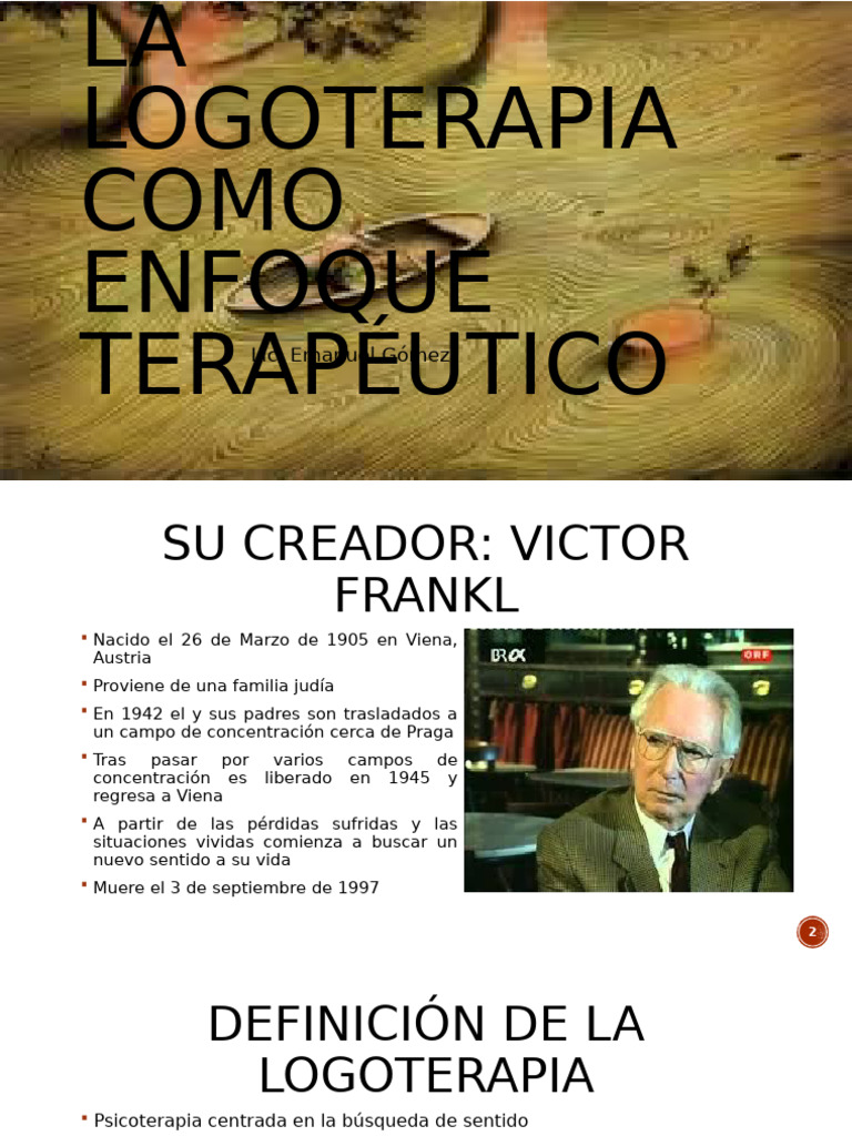 Logoterapia: Terapia del Sentido Vital | PDF | Significado de la vida ...