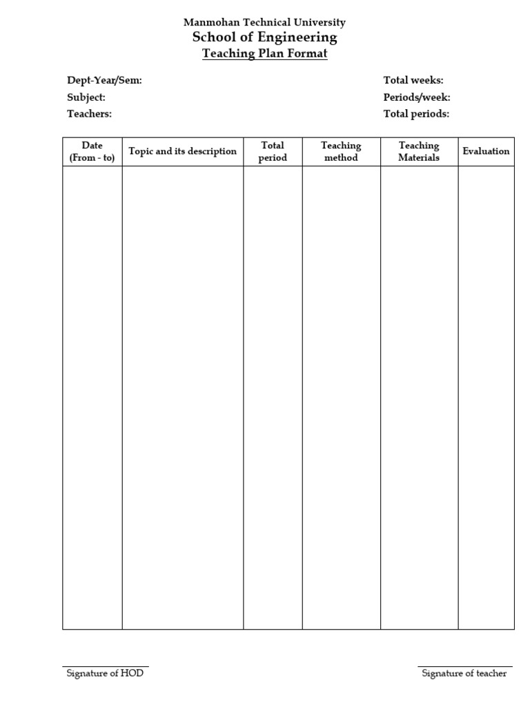 Teaching Plan Format | PDF