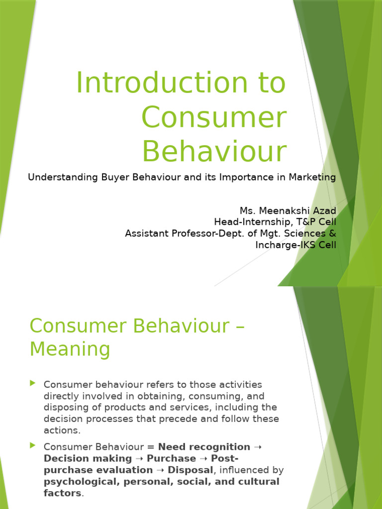Introduction to Consumer Behaviour | PDF | Consumer Behaviour | Behavior