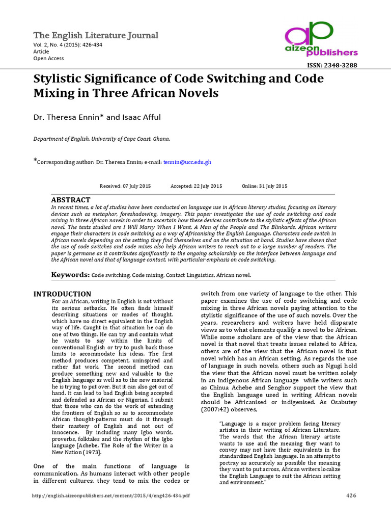 Stylistic Significance of Code Switching | PDF | Semantics | Linguistics