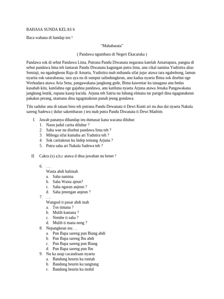 Soal Bu Liilis B. SUNDA 6 | PDF