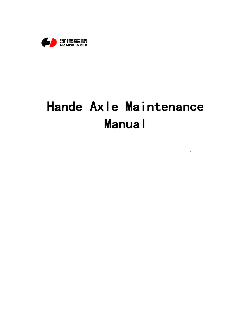 Hande HDZ469 Axle Maintenance Manual | PDF | Nut (Hardware) | Axle