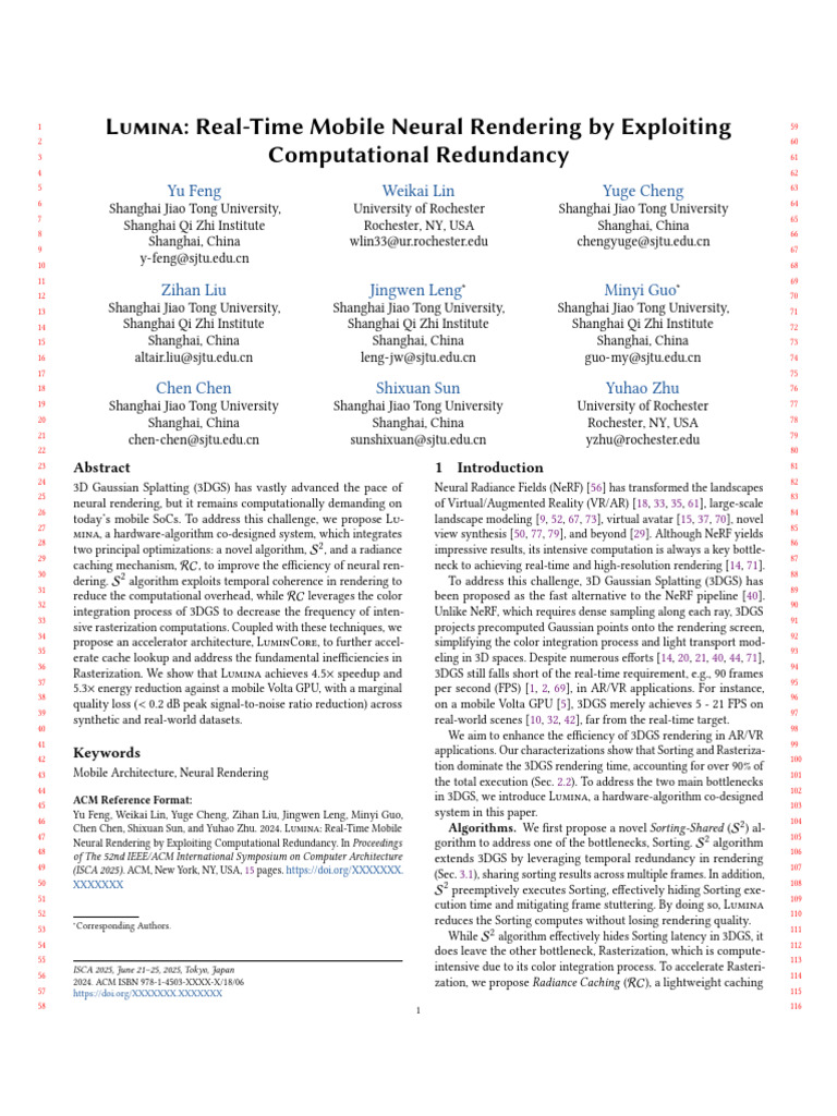 Lumina Real Time Neural Rendering by Exploiting Computational ...