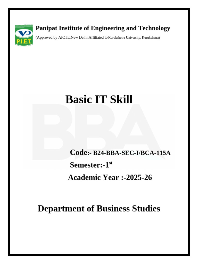 Notes of Unit1 (Basic IT Skill) With Cover Page | PDF | Loudspeaker ...
