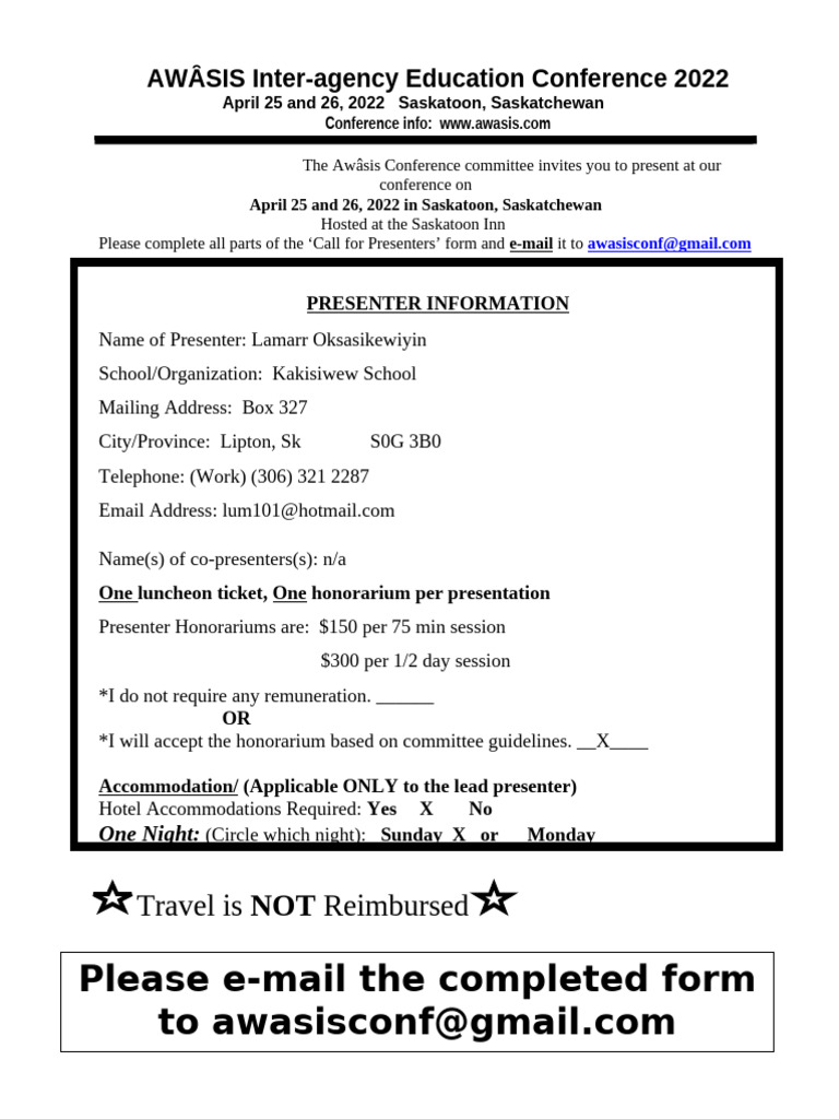 2022 Call For Presenter Form (4306) | PDF | Telecommunications ...