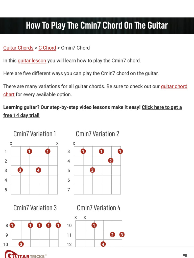 Cmin7 Chord Guide for Guitarists | PDF