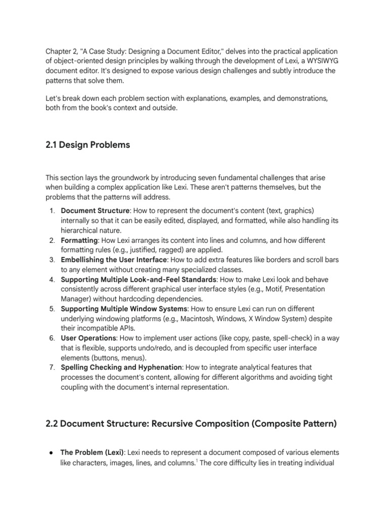 Chapter 2, - A Case Study - Designing A Document Ed... | PDF | Class ...