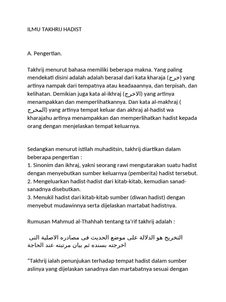 Ilmu Takhrij Hadist | PDF