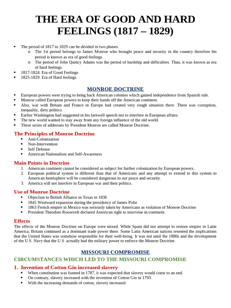 Monroe Doctrine & Misouri Compromise | PDF | Slavery In The United ...