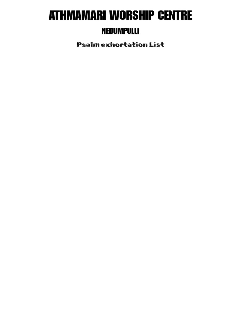 Church Psalm Exhortation PDF | PDF