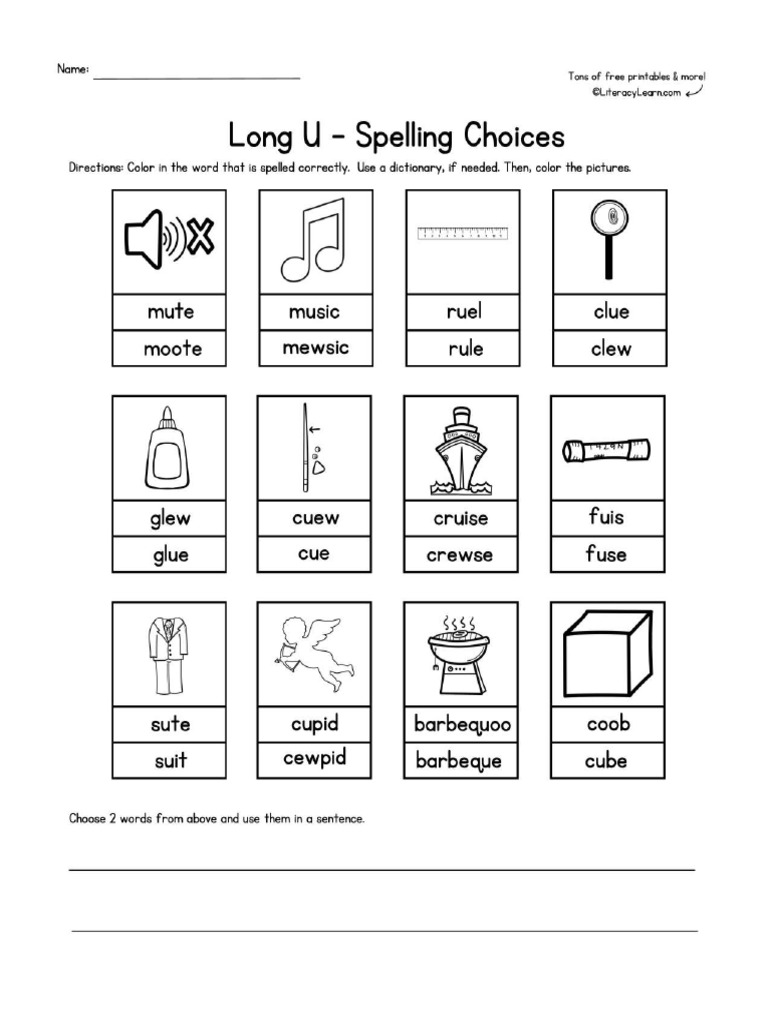 Long U Spelling Choices by Literacy Learn | PDF
