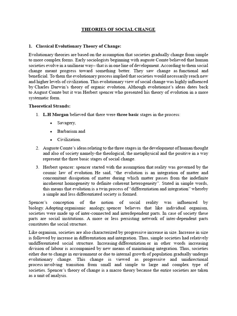 Theories of Social Change 1 | PDF | Evolution | Dialectic
