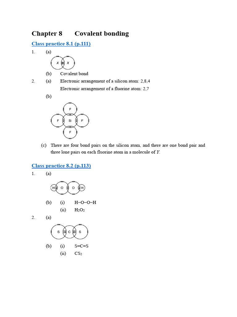 Covalent Bonding Practice Exercises | PDF | Chemical Compounds ...