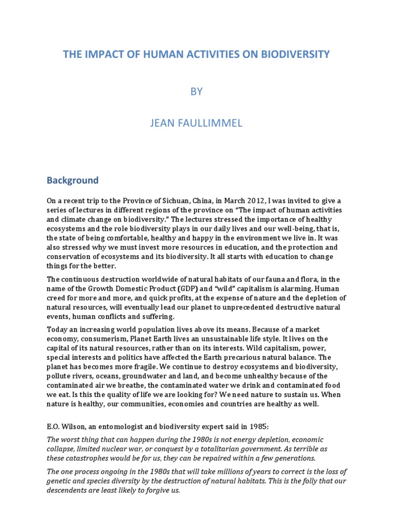 Human Impact on Biodiversity Explained | PDF