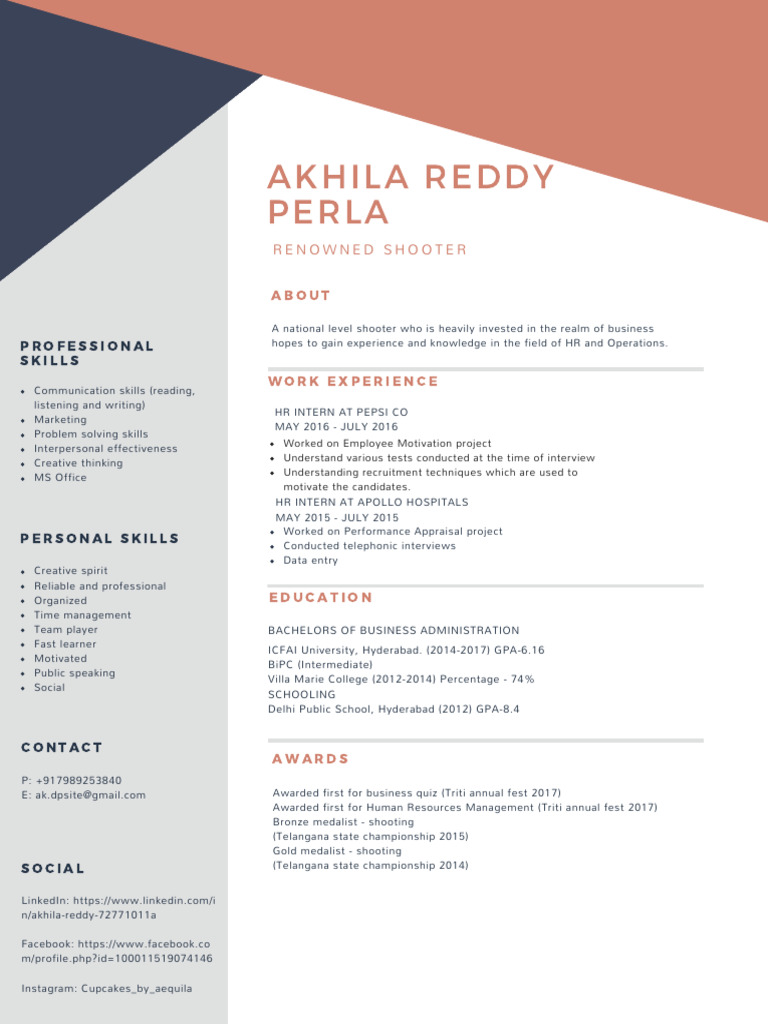 Blue and Brick Red Geometric Modern Resume | PDF | Cognition | Learning