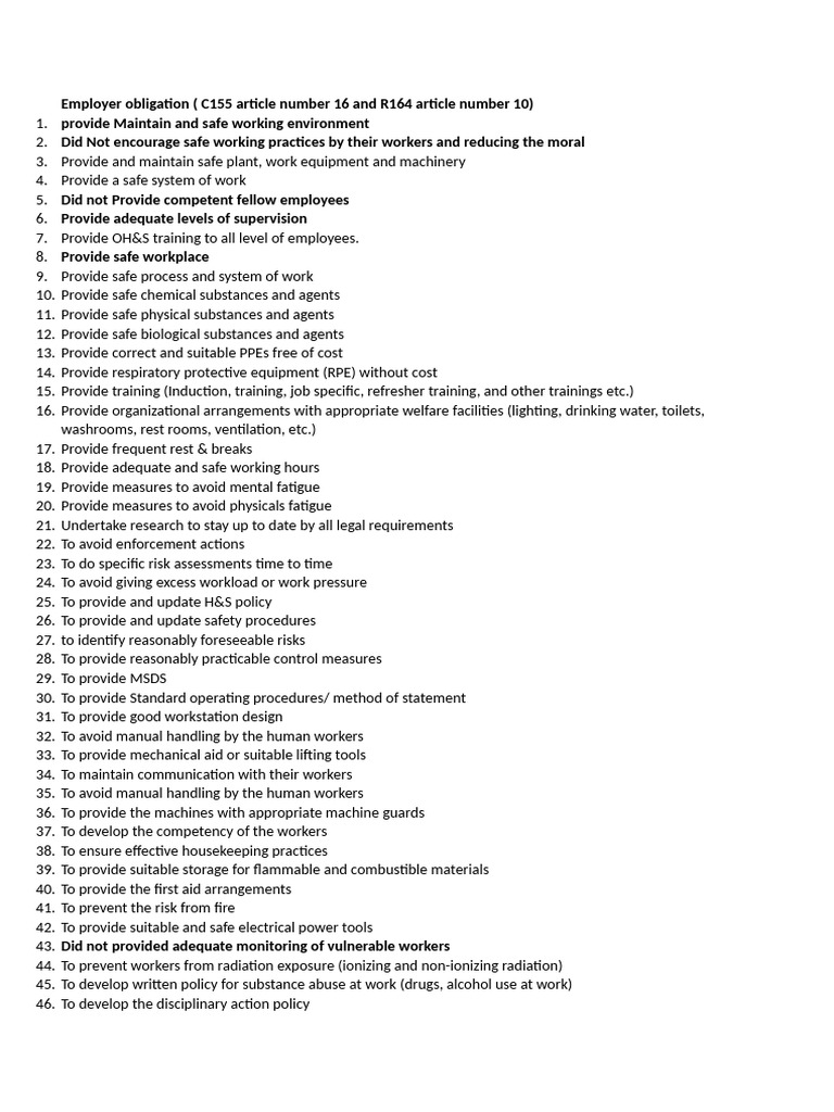 Employer Obligations Under C155 and R164 | PDF | Personal Protective ...