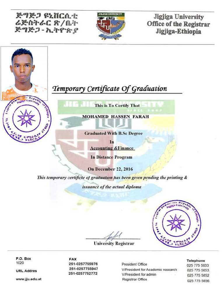 Mohamed Temporary Certificate | PDF