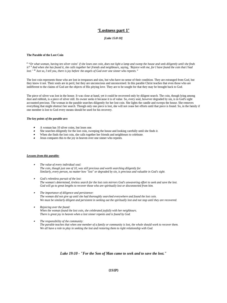 002a Lostness Part 1 (One Sermon One Page, 1S1P by S.U.N) | PDF ...
