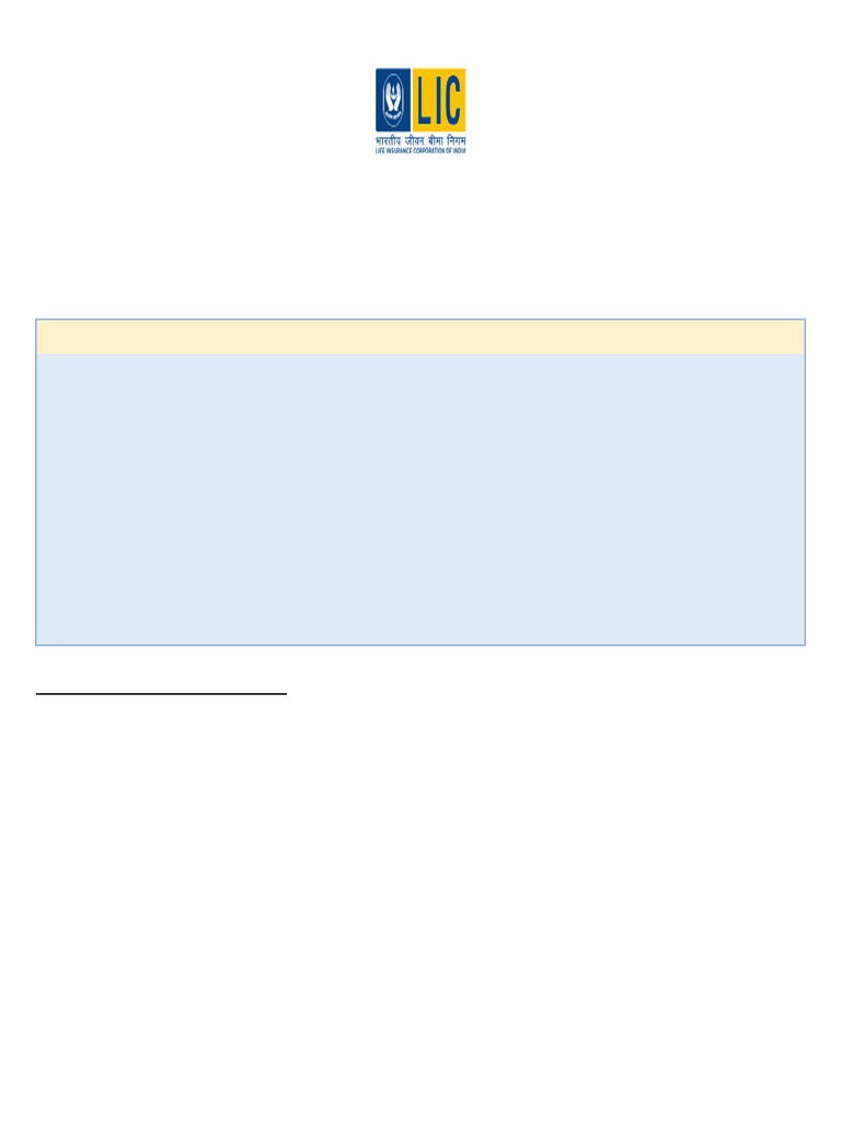 Benefit Illustration LIC's Index Plus | PDF | Insurance | Economies