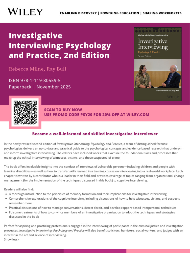 Investigative Interviewing Psychology and Practice | PDF