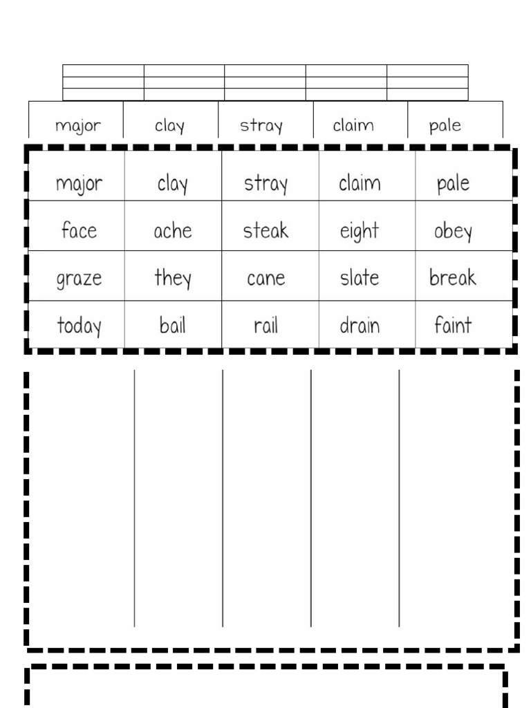 Spelling Sort LONG A | PDF