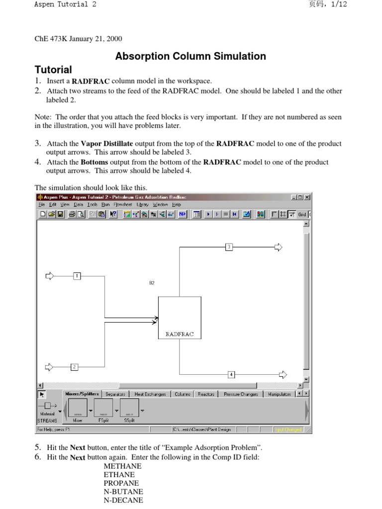 Aspen Plus Tutorial 2 Absorption Column Simulation | Physical Chemistry ...