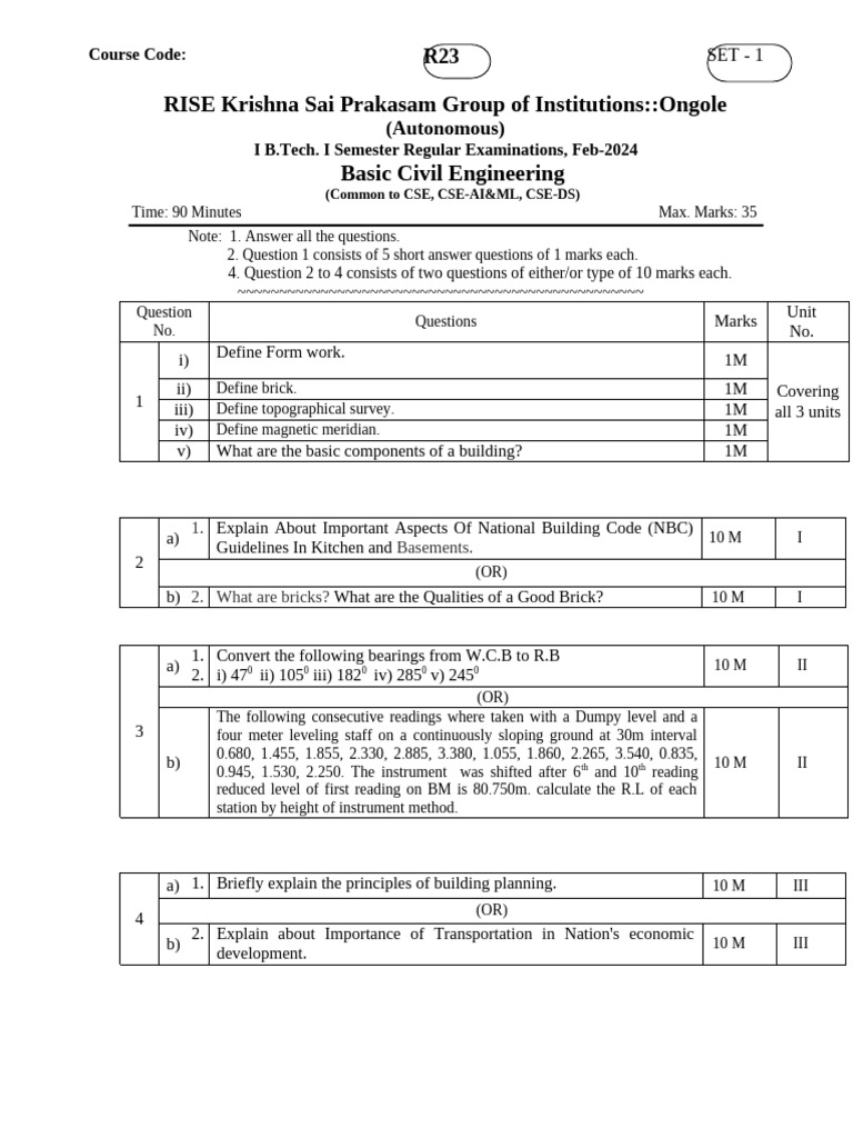 BCME&BEEE Final Model Question Paper Template | PDF