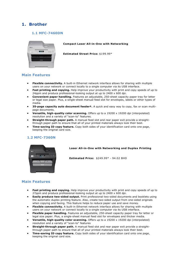 Brother: Main Features | PDF | Printer (Computing) | Image Scanner