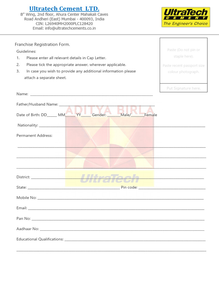 Ultratech Cement Registration Form ! | PDF | Authentication | Access Control