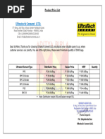 UltraTech Cement Price List 2025 | PDF