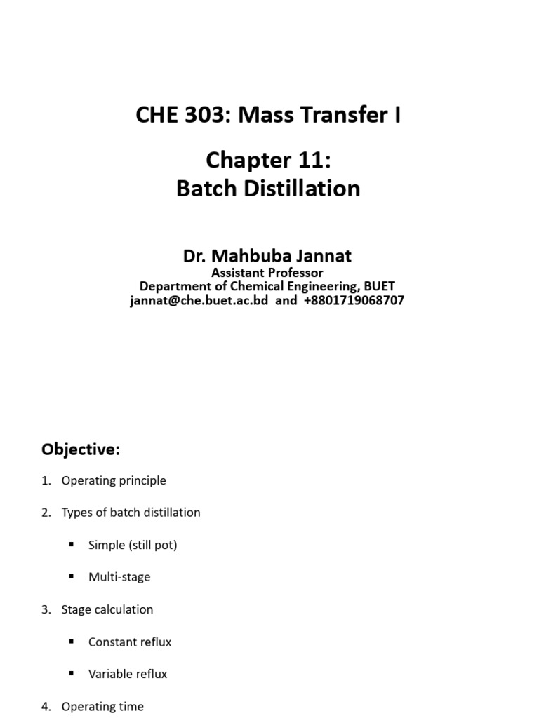 Batch Distillation Techniques Explained | PDF | Distillation | Mole (Unit)