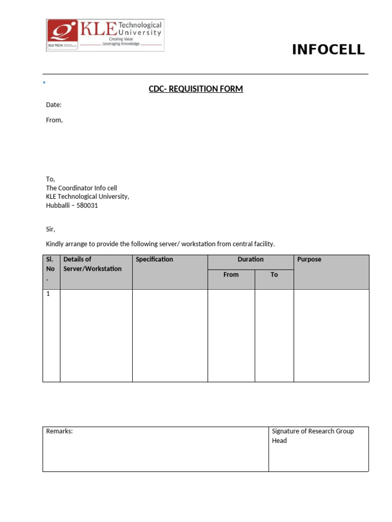 CDC Requisition Form | PDF
