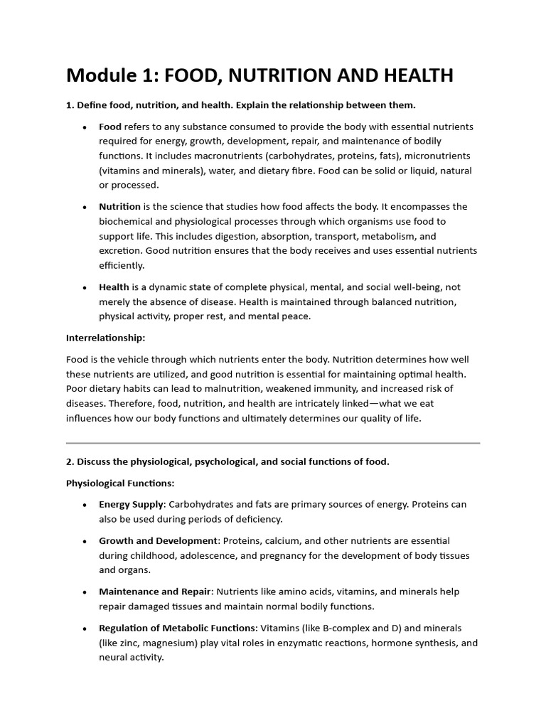 FNH - Assignments - 5 - Modules | PDF | Nutrition | Diet & Nutrition