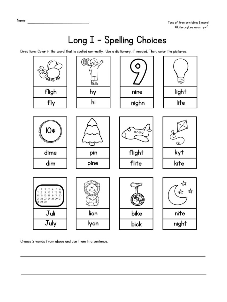 Long I Spelling Choices by Literacy Learn | PDF