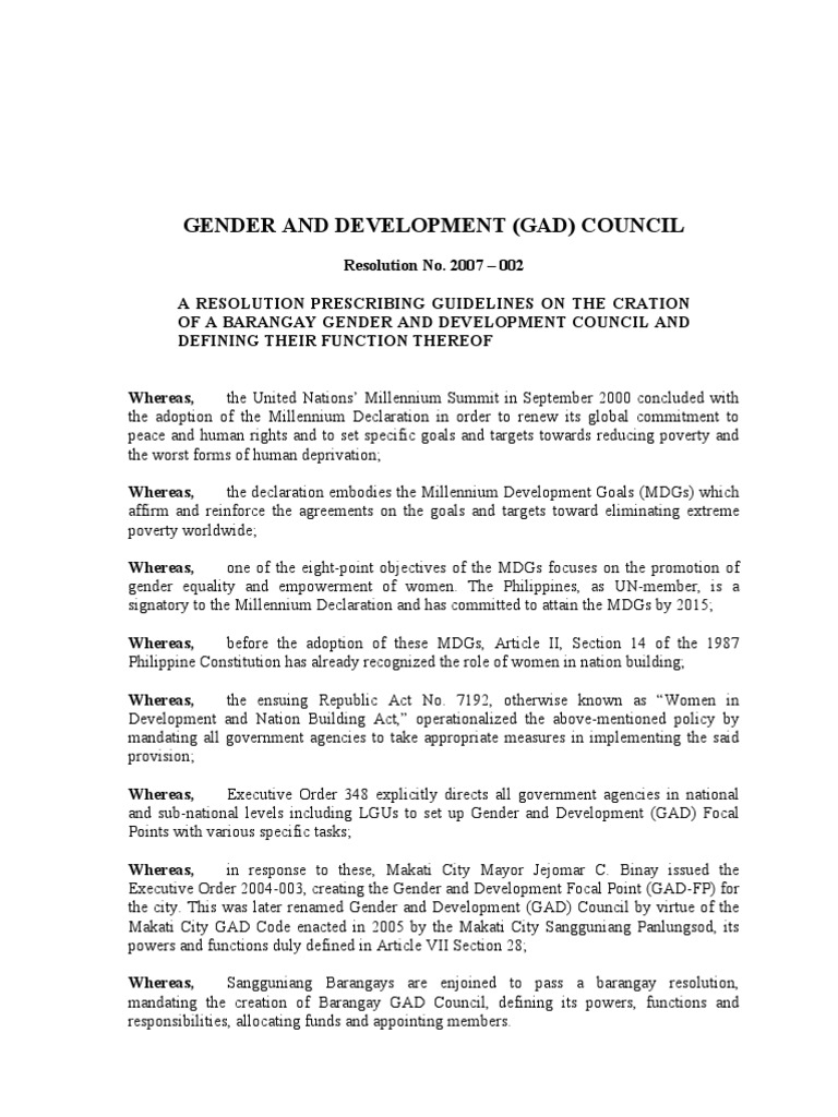 Gad | PDF | Gender And Development | Millennium Development Goals